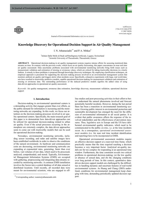 Pdf Knowledge Discovery For Operational Decision Support In Air Quality Management
