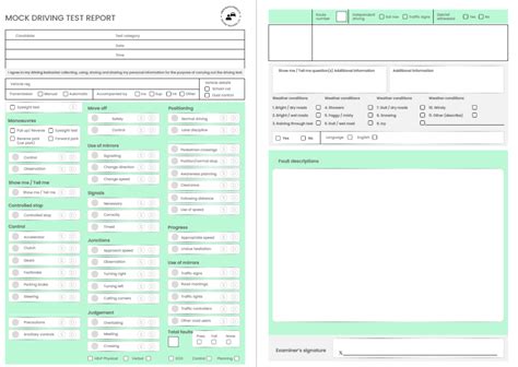 Mock Test Sheet For Driving Instructors And Driving Schools