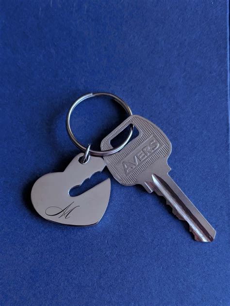Custom Couple Keychain Couple Keychain Set Key And Heart Etsy