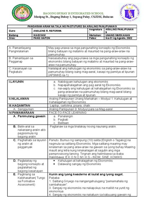 Deped Tambayan Lesson Plan