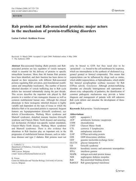 Pdf Rab Proteins And Rab Associated Proteins Major Actors In The