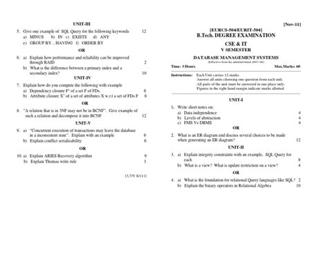 2011 Gitam Sem Question Paper Pdf Relational Database Databases