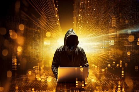 Hacker Typing Computer Concept Of Cybercrime Cyberattack Dark Web Ai Generated Stock