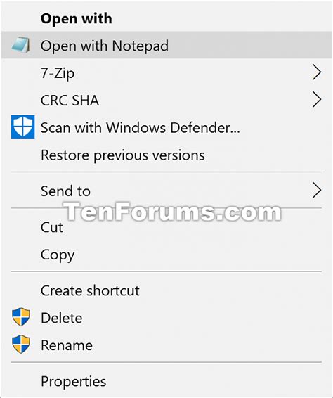 Open With Notepad Context Menu Add Or Remove In Windows Tutorials