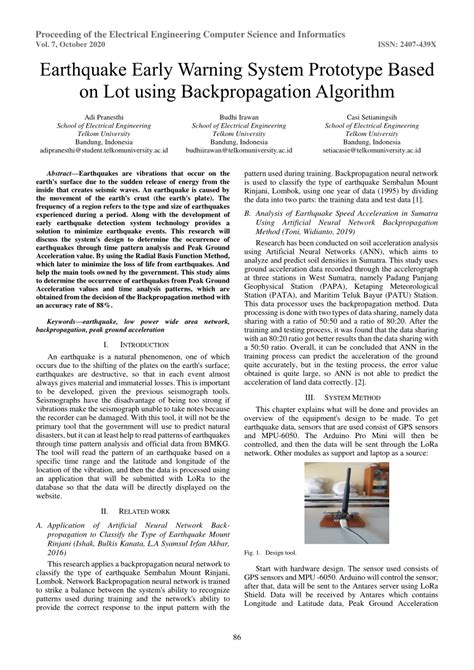 Pdf Earthquake Early Warning System Prototype Based On Lot Using Backpropagation Algorithm