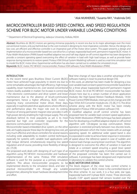pdf microcontroller based speed control and speed regulation scheme for bldc motor under