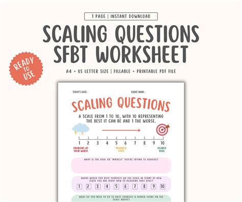 Scaling Questions Worksheet Sfbt Worksheets Solution Focused Therapy