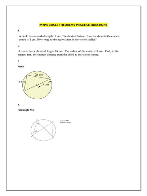 Circle Theorems Practice Questions Pdf