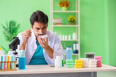 The Chemist Testing Soap In The Lab Stock Photo Image Of Laboratory