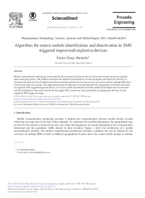 pdf algorithm for source mobile identification and deactivation in