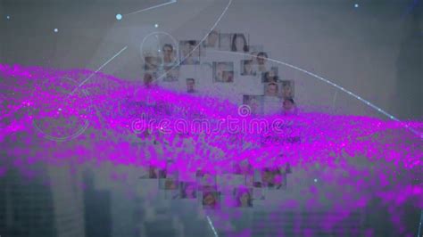 Digital Network Connections And Data Processing Animation Over Diverse Portraits Stock Footage