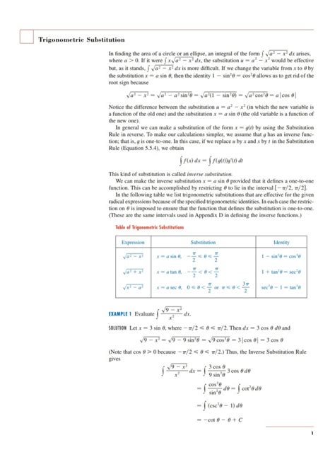 Solution Integration And Trigonometric Substitution Functions Studypool