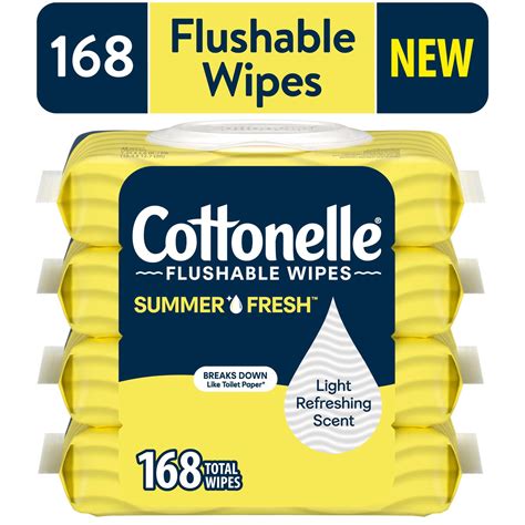 Cottonelle Summer Fresh Scented Flushable Wipes 4 Flip Top Packs