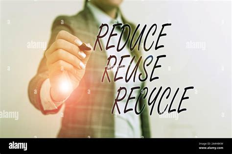 Conceptual Hand Writing Showing Reduce Reuse Recycle Concept Meaning Environmentallyresponsible