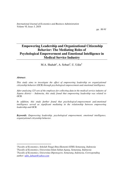 Pdf Empowering Leadership And Organizational Citizenship Behavior The Mediating Roles Of