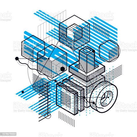 3 차원 Isometric 추상적인 벡터 배경입니다 큐브 육각형 사각형 사각형 및 다른 추상 요소 레이아웃 0명에 대한 스톡