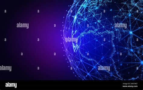 Connection Lines Around Earth Globe Background With Light Effect Global International