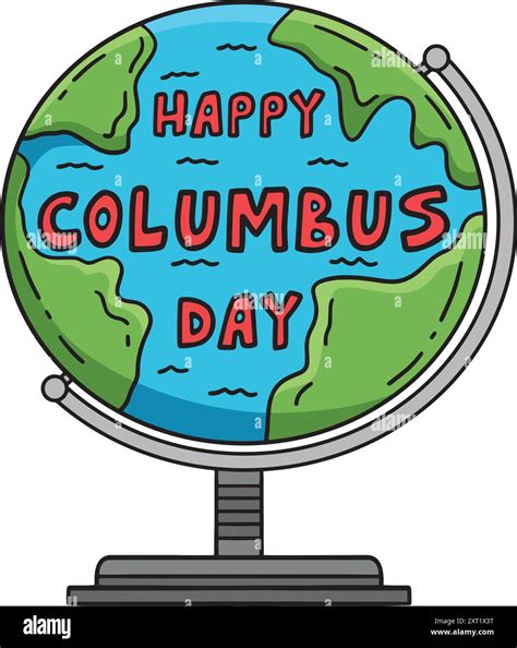 Happy Columbus Day On Globe Cartoon Clipart Stock Vector Image And Art