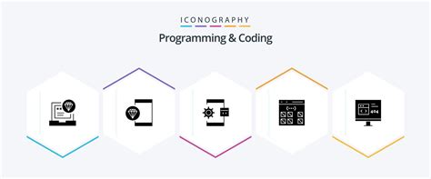 Programming And Coding 25 Glyph Icon Pack Including Develop App