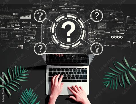 Question Marks With Person Using A Laptop Computer Stock Photo Adobe Stock