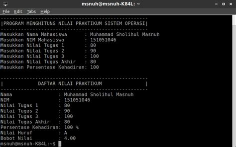Program Menghitung Nilai Dengan Shell Script Linux Teknik Informatika