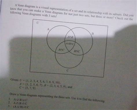 Solved A Venn Diagram Is A Visual Representation Of A Set And Its