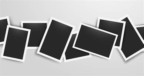 사실적인 사진 프레임 콜라주 벡터 복고풍 엽서 템플릿 투명 한 배경에 흰색 프레임3d 빈 앨범 스냅 샷 수평 장식 빈 사진 카드 및 복사 공간 3차원 형태에 대한 스톡 벡터