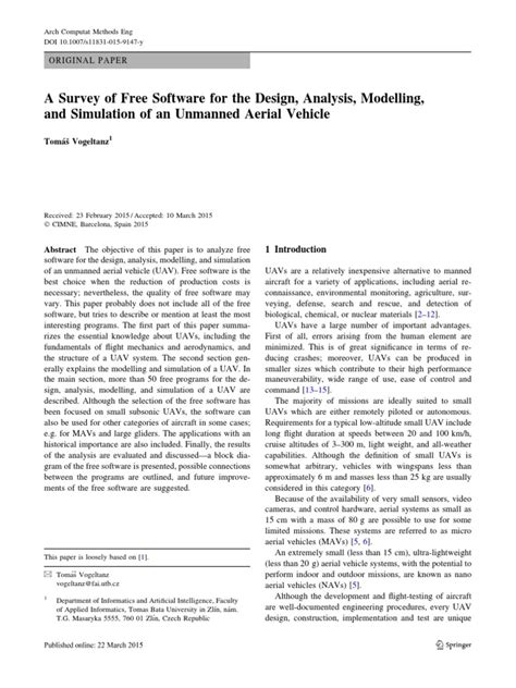 A Survey Of Free Software For The Design Analysis Modelling And Simulation Of An Unmanned