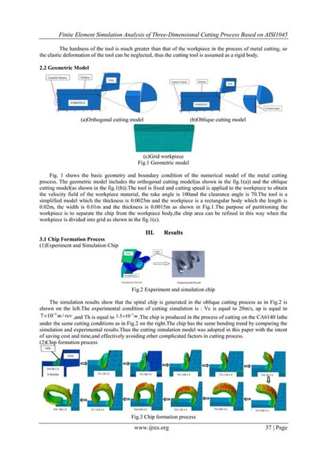 Finite Element Simulation Analysis Of Three Dimensional Cutting Process Based On Aisi1045 Pdf