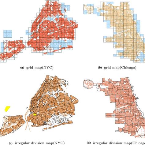 New York And Chicago Partition Map Using Grid Method And Irregular