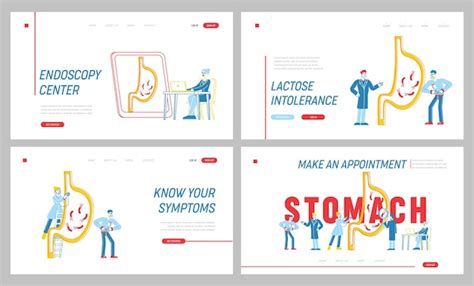 위장병 방문 페이지 템플릿 세트 프리미엄 벡터