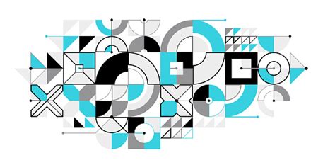 추상 벡터 바우 하우스 기하학적 배경 기술 공학은 모양과 선 구성 기계 엔진 산업 스타일 네트워크 및 디지털 데이터와 같습니다 개성 개념에 대한 스톡 벡터 아트 및 기타