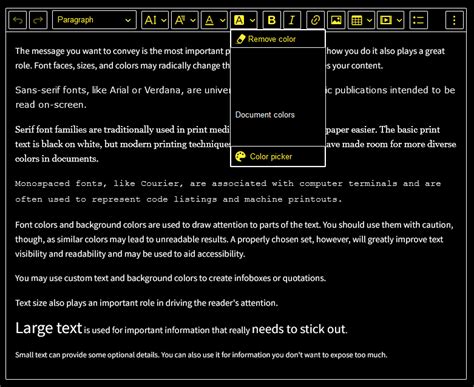 Issues With Accessibility In The Font Color And Background Color Features When Using High