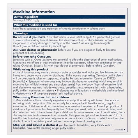 Buy Osmolax Laxative Powder 30 Dose 510g Macrogol Constipation Relief