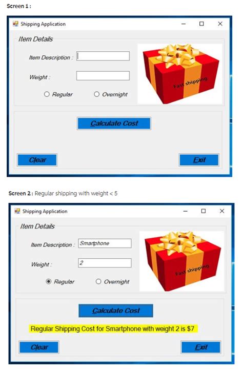 Solved Design A Simple C Gui Shipping Application Using