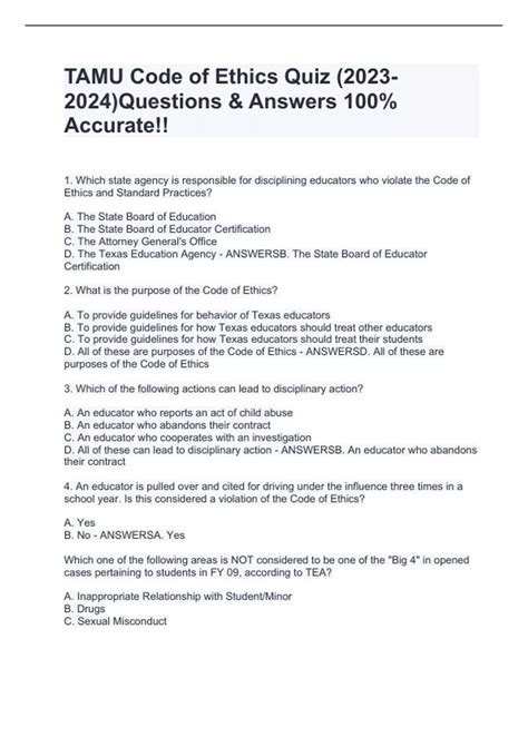 tamu code of ethics quiz questions and answers 100 accurate tamu code of ethics stuvia us