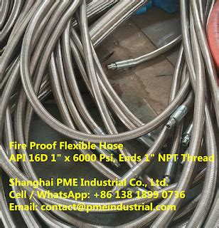 API 7K Kelly Hose API 16D Fire Proof Flexible Hose SS Armored Datasheet And Test Certificate