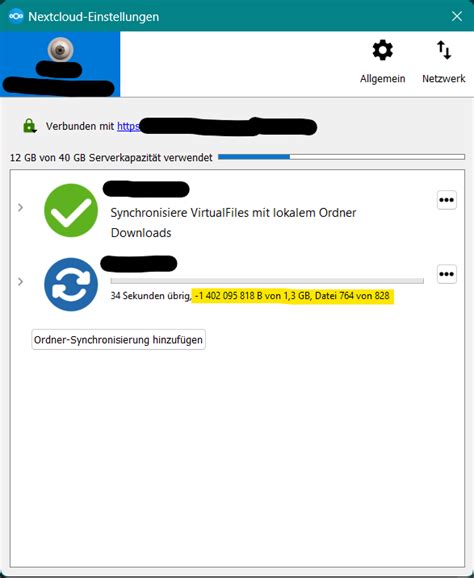 what does it mean to have negative bytes while synchronising 1 402