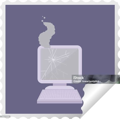 깨진 컴퓨터 그래픽 사각형 스티커 스탬프 깨짐에 대한 스톡 벡터 아트 및 기타 이미지 깨짐 만화 문제 Istock