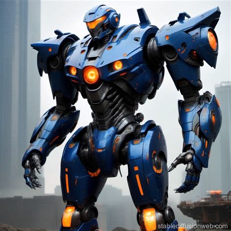 A Giant Humanoid Robot Like In The Pacific Rim With Powerful Armor