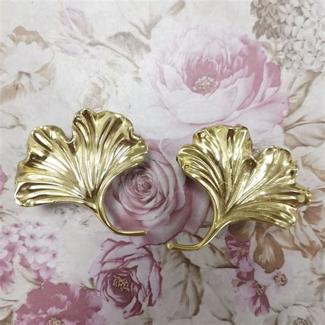 Ginkgo Leaf Blossom Solid Brass Pullsbrass Knob Cabinet Knobs Drawer Knobs Brass Drawer Pull