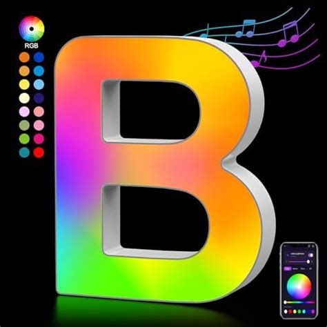 Ojq Light Up Letters Led Letter Bedroom Lighted Letter Colorful Glitter Alphabet Music Sync