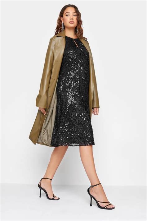 Lts Tall Black Sequin Embellished Keyhole Midi Dress Long Tall Sally