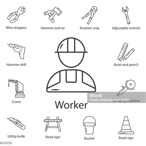 工作圖示簡單的元素插圖工人符號設計從建築集合集可用於 web 和移動向量圖形及更多人圖片 人 修理 修理工人 istock