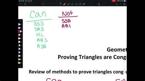 3 6 Notes Part 1 Proving Triangles Are Congruent By Aas And Asa With