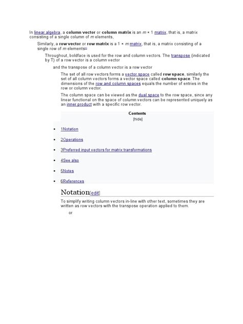 Notation Linear Algebra Matrix Matrix Transpose Pdf Matrix