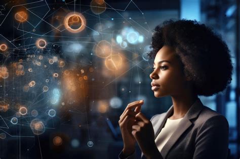 Premium Photo Black Woman In Office Using Ai For Iot And Ict