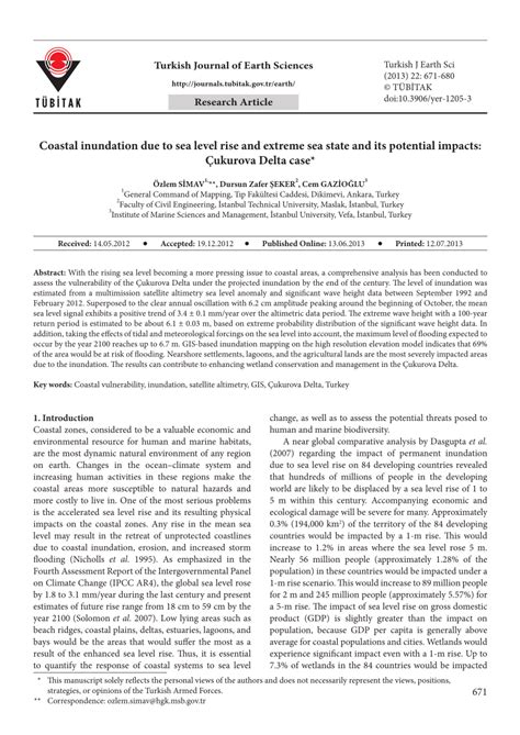 Pdf Coastal Inundation Due To Sea Level Rise And Extreme Sea State And Its Potential Impacts