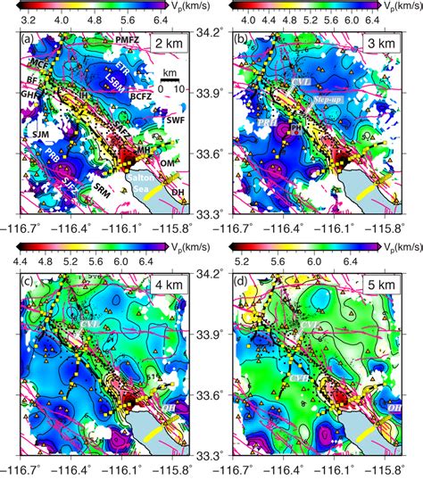 A D Depth Slices Through Our Preferred 3 D Velocity Model At 2 Km Download Scientific Diagram