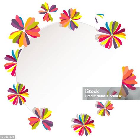 꽃 배경입니다 여러 가지 빛깔된의 꽃입니다 잡종입니다 무지개입니다 그리기 벡터 일러스트입니다 프레임입니다 테두리입니다 꽃 나무에 대한 스톡 벡터 아트 및 기타 이미지